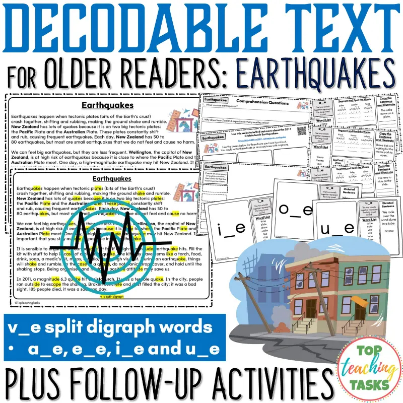 Decodable Text for Older Readers: Earthquakes - Top Teaching Tasks