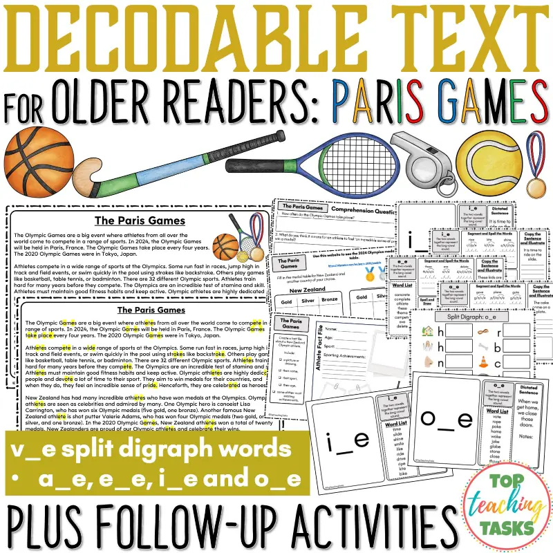 Decodable Text for Older Readers: The Paris Games - Top Teaching Tasks