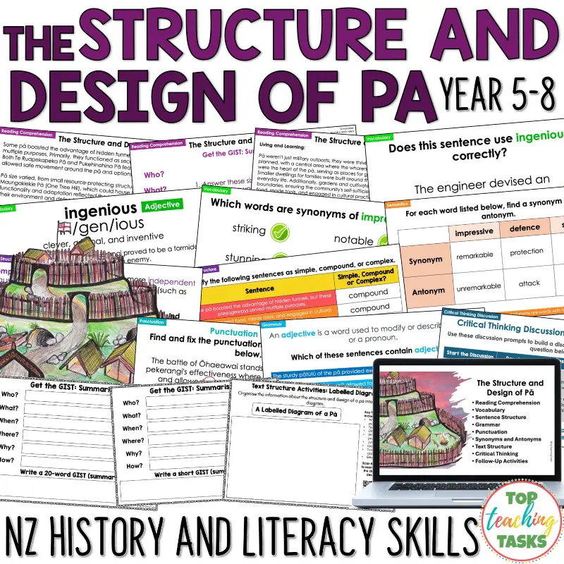 The Structure and Design of Pā - History and Literacy Activities Year 5 ...