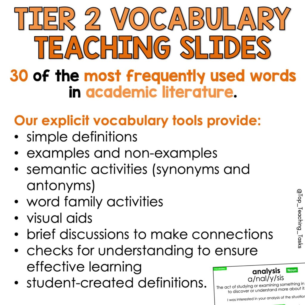 Tier 2 Vocabulary Explicit Teaching Slides and Make Your Own Editable ...