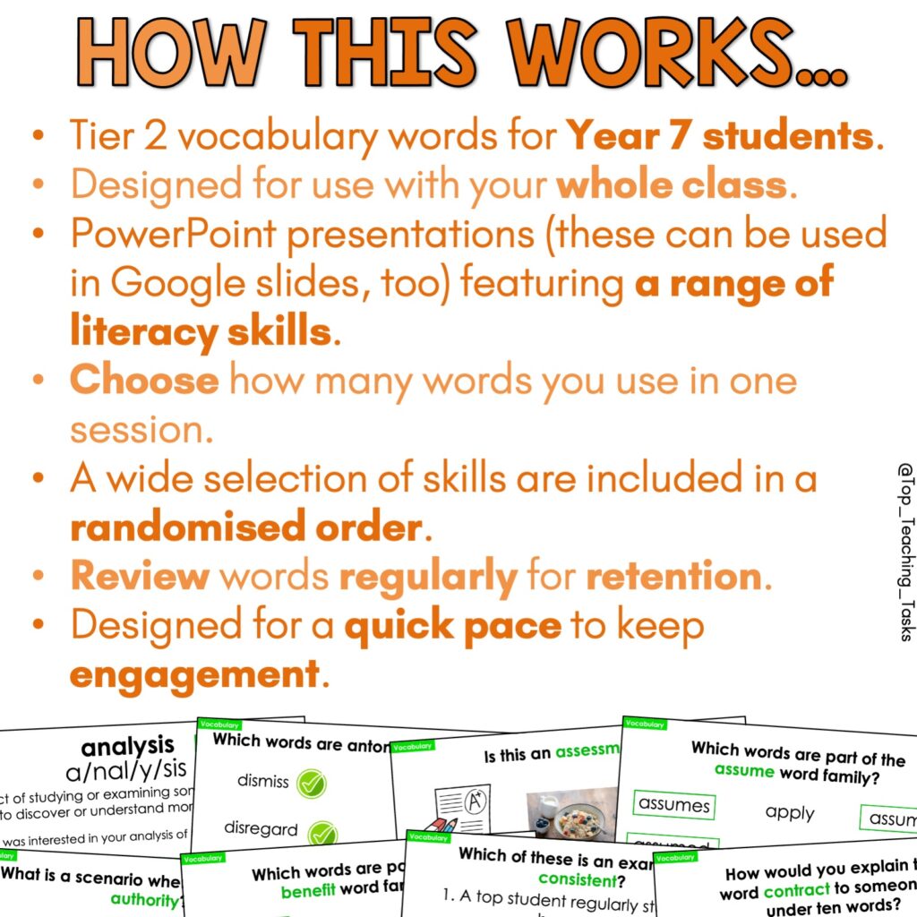 Tier 2 Vocabulary Explicit Teaching Slides and Make Your Own Editable ...
