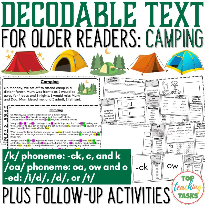 Decodable Text for Older Readers: Camping - Top Teaching Tasks