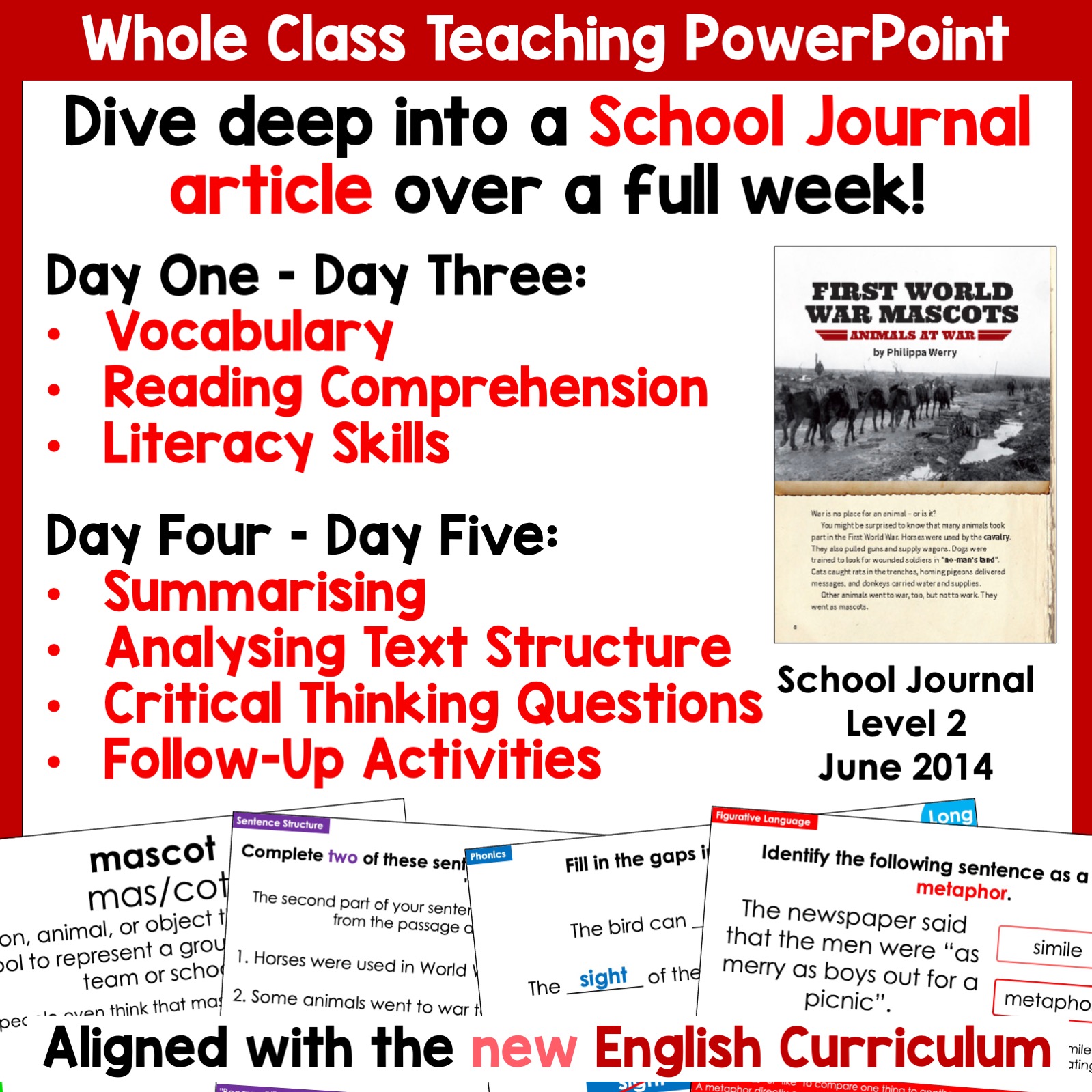 Anzac Day Whole Class School Journal Resource Year 4 - First World War ...