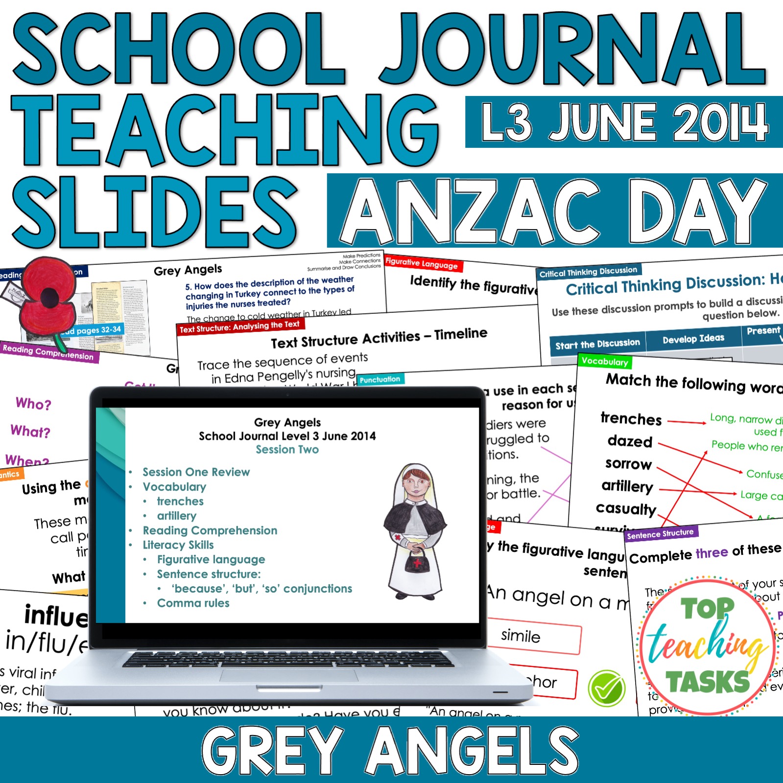 Anzac Day Whole Class School Journal Resource Year 5 and 6 - Grey ...