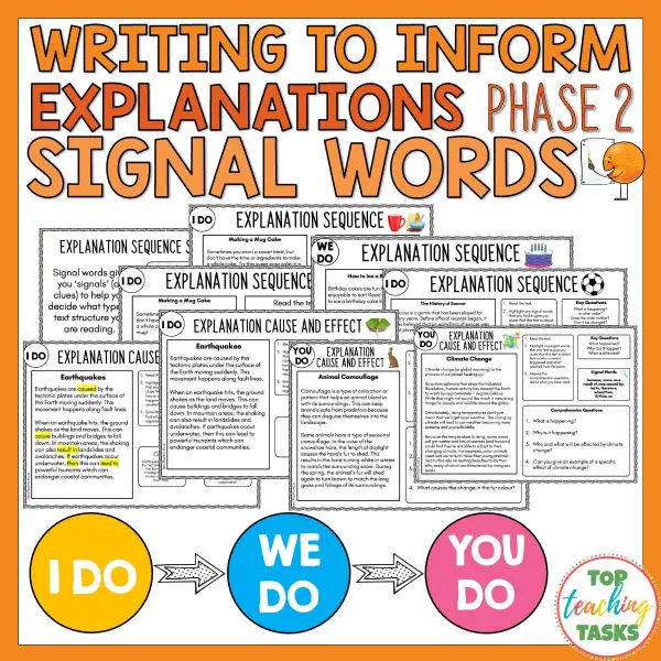 Writing to Inform: Explanation Writing Signal Word Activities Year 4-6 ...